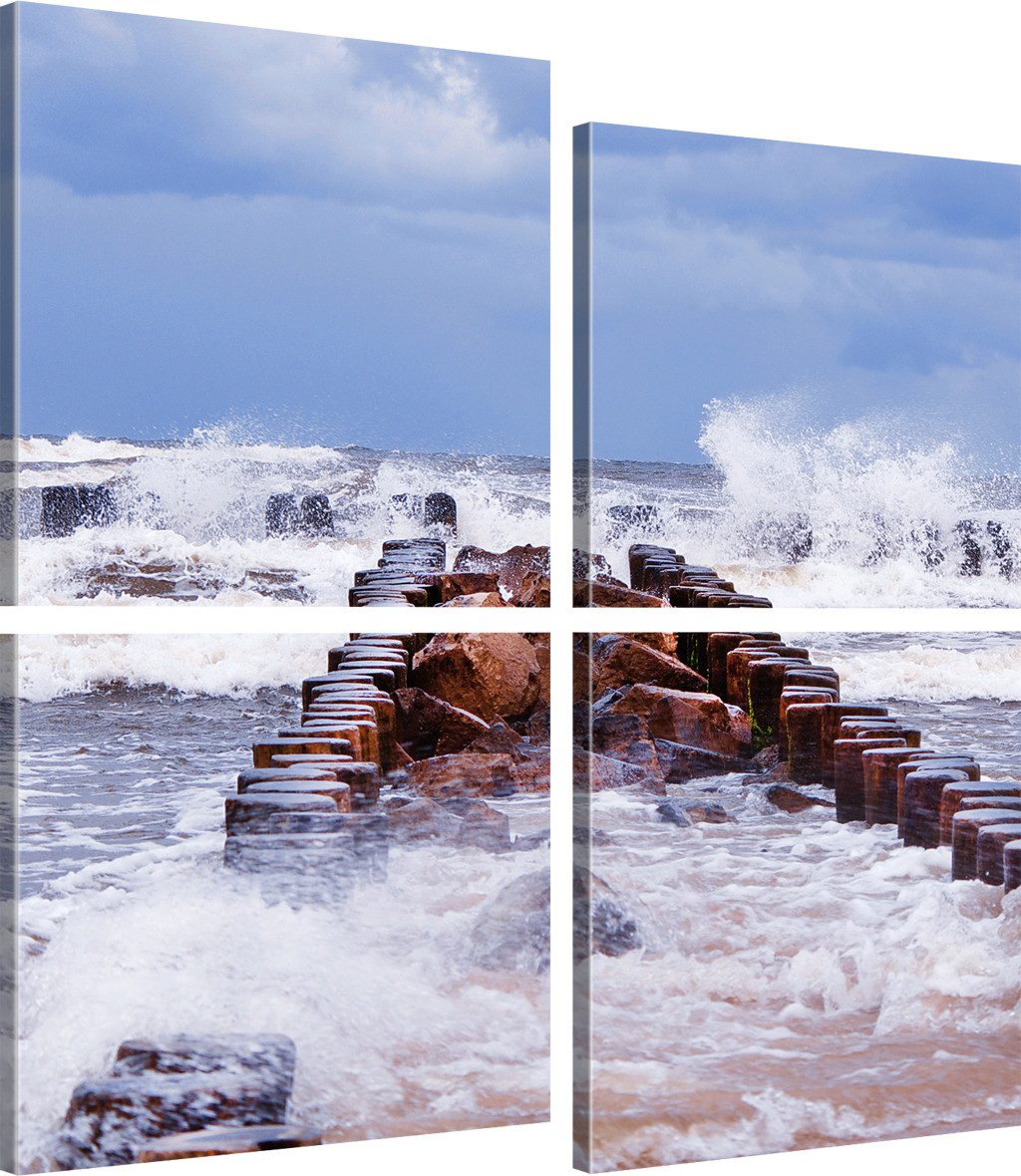 Wellenbrecher Wandbild Sturm Bild auf Leinwand Meer Kunstdruck | eBay.de